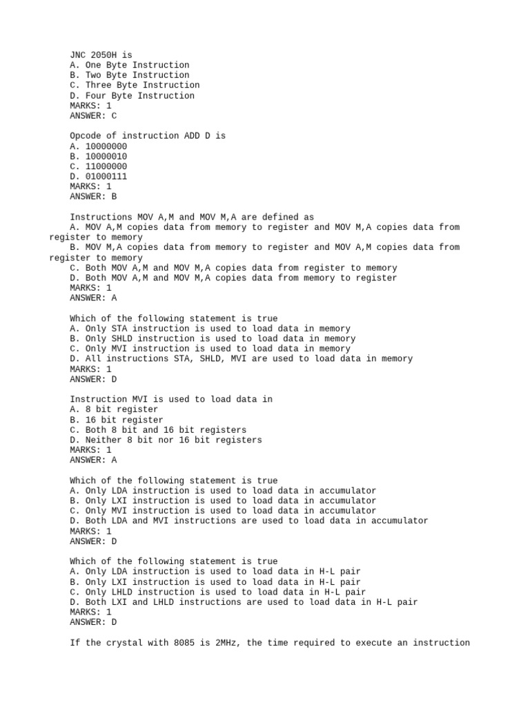 Microprocessor Instruction Overview | PDF | Integrated Circuit ...