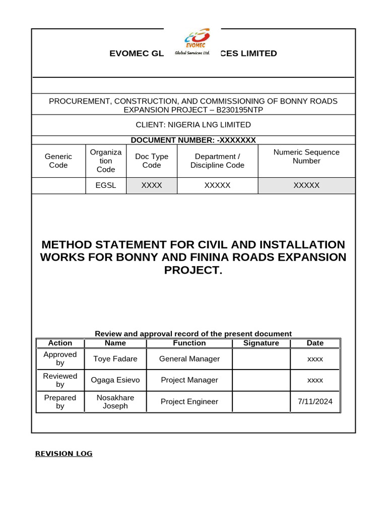 Method - Statement - For Civil and Installation Works For Bonny and ...