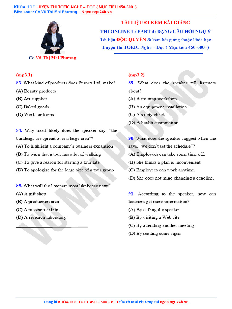 Khóa Học Luyện Thi TOEIC 450-600+ | PDF