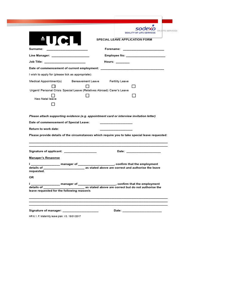 Special Leave Form UCL | PDF