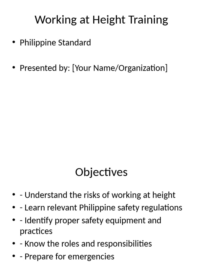 Working at Height Safety Training Guide | PDF | Occupational Safety And ...