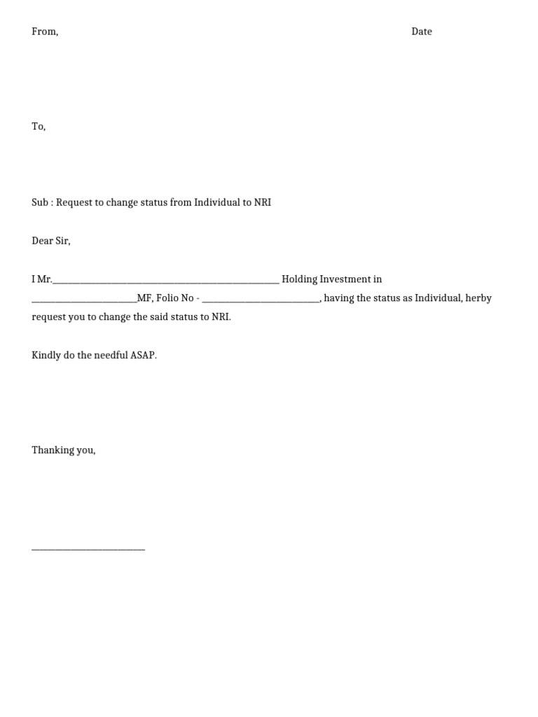 Change Status Form Indiv To NRI | PDF