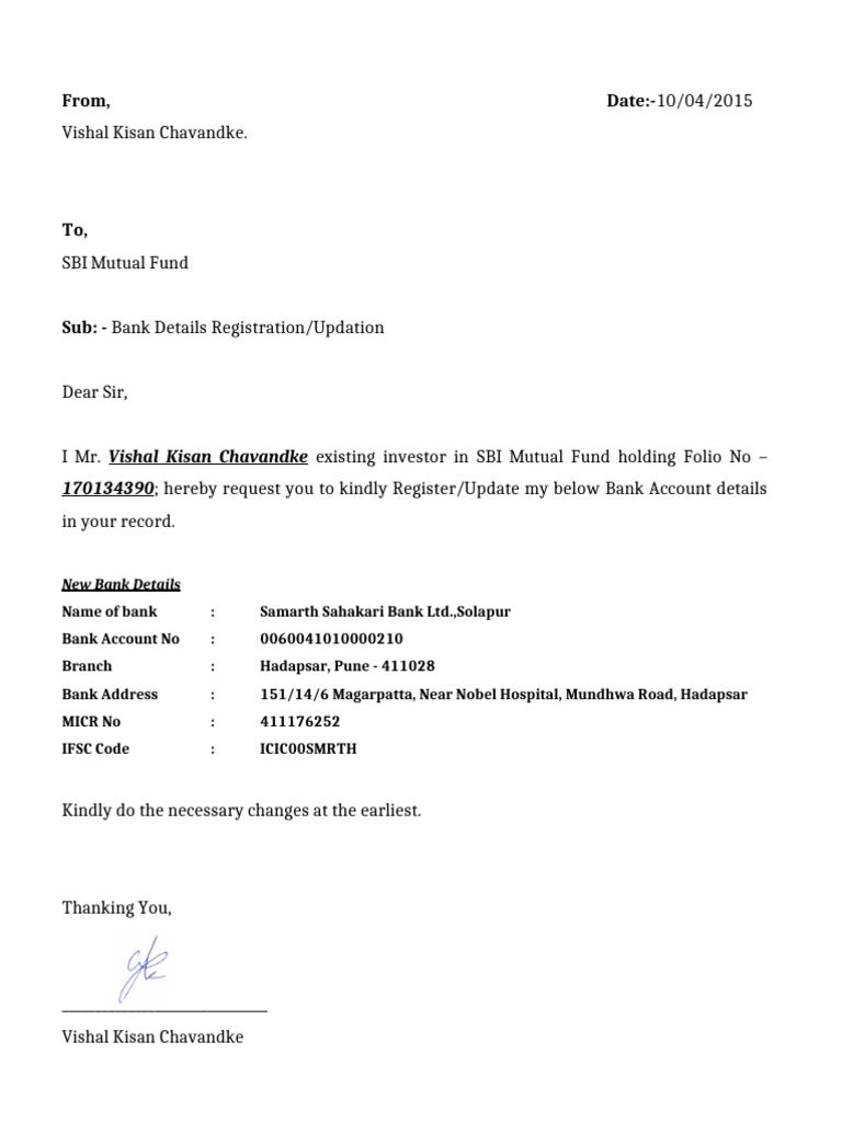 Bank Details Registration Updation | PDF