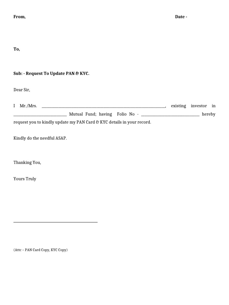 PAN & KYC Update Request Form | PDF
