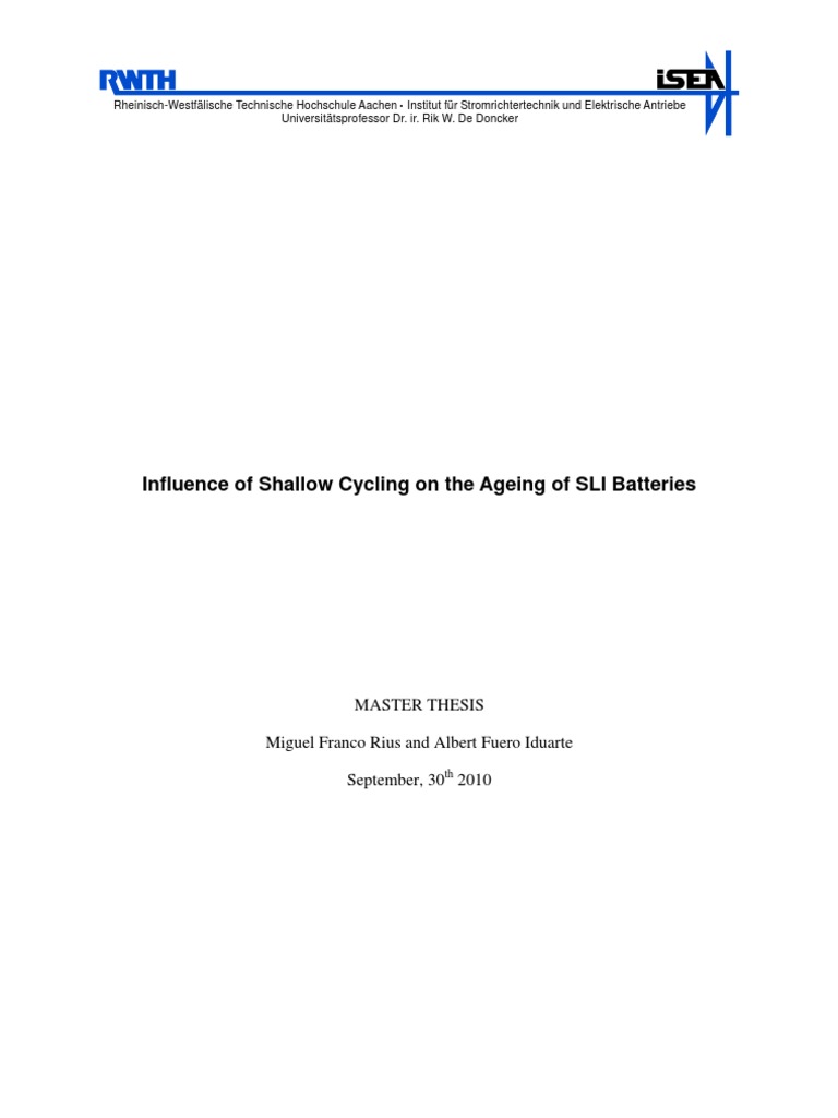 Influence of Shallow Cycling On The Ageing of SLI Batteries | PDF ...
