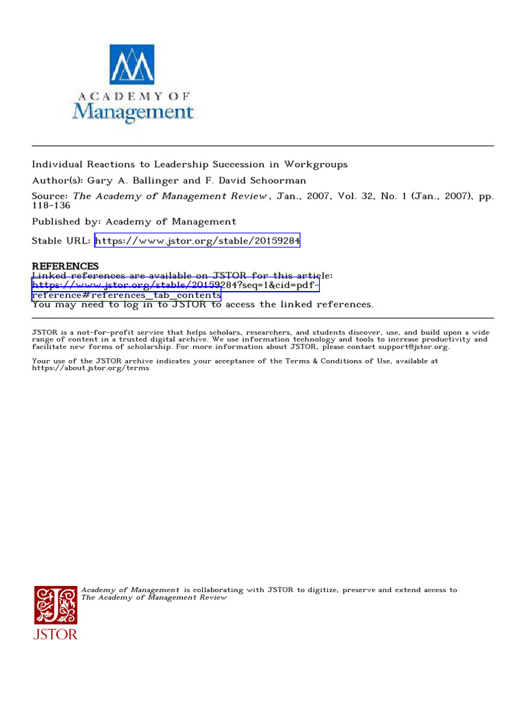 Ballinger IndividualReactionsLeadership 2007 | PDF | Affect (Psychology ...