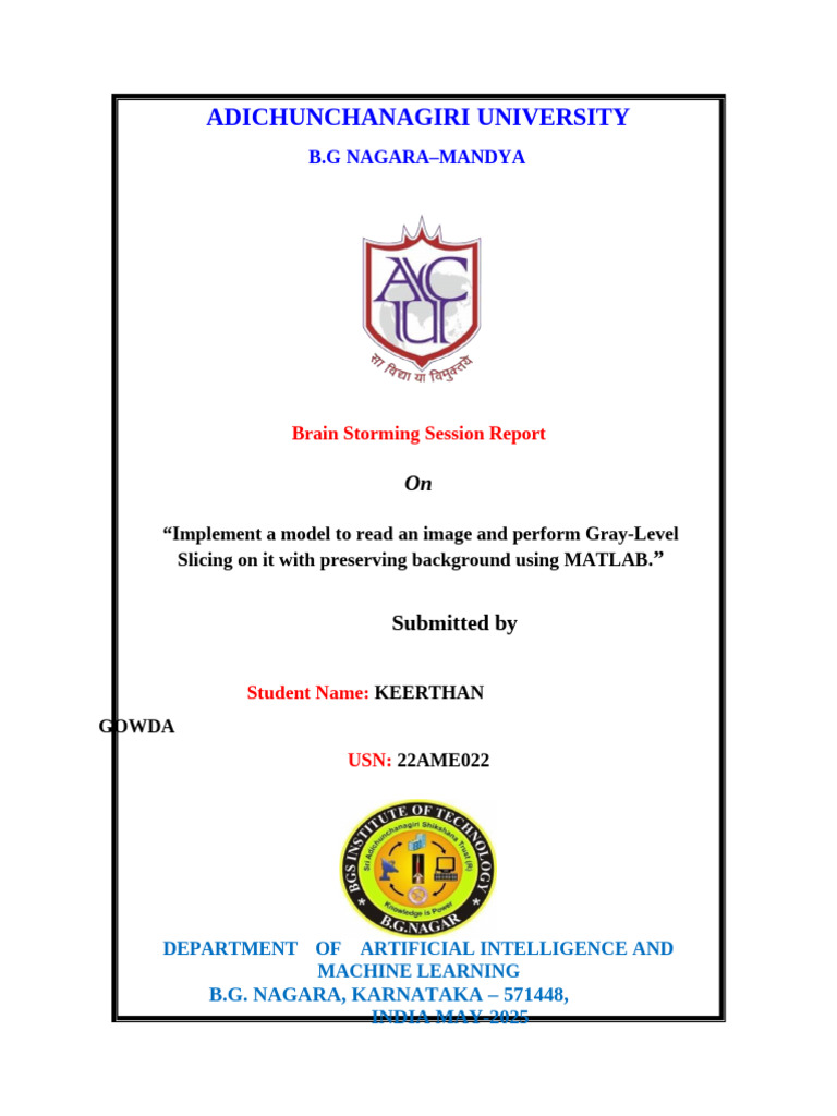 Brain Storming Report Format - AIML 1. | PDF