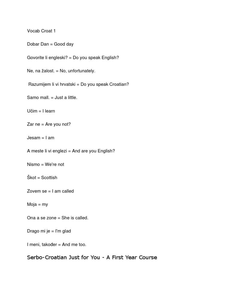 Essential Croatian Phrases Guide | PDF | Language Arts & Discipline