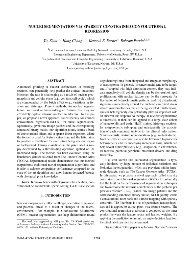 Sparsity Constrained Convolutional | PDF | Image Segmentation | Applied Mathematics