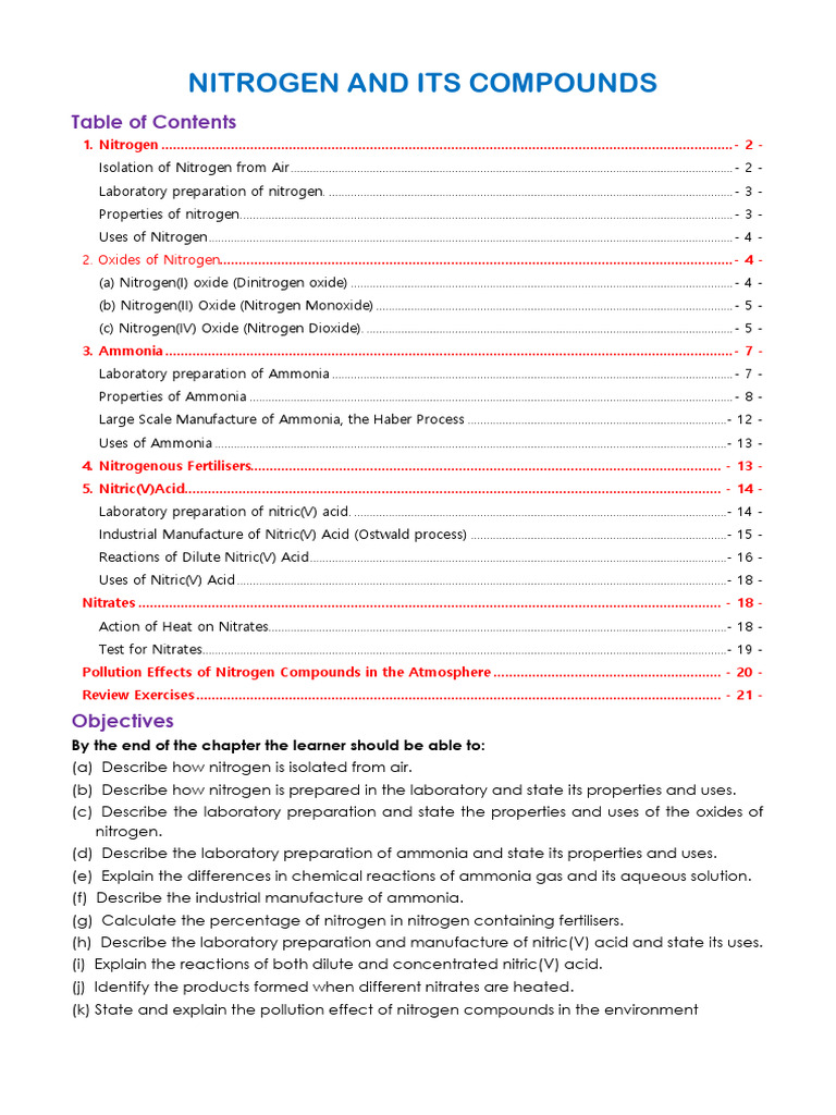 Nitrogen Compounds: Properties & Uses | PDF | Nitrogen | Nitric Acid