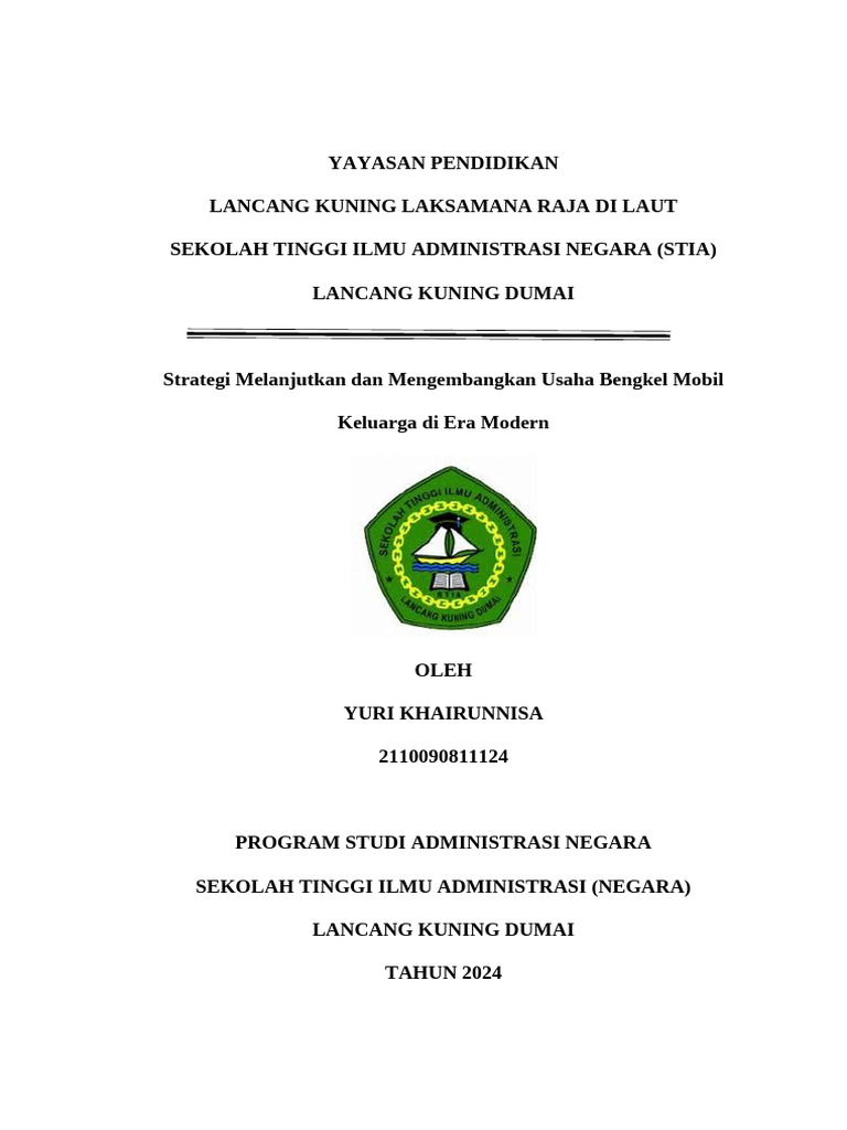 Strategi Melanjutkan Dan Mengembangkan Usaha Bengkel Mobil Keluarga Di ...