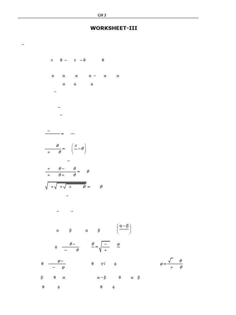 Trigno Worksheet 3 2 Page | PDF | Trigonometric Functions | Chess
