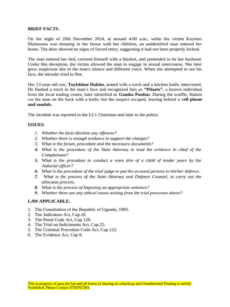 PTSB Criminal Procedures WK 2 Term 2 | PDF | Burden Of Proof (Law) | Prosecutor