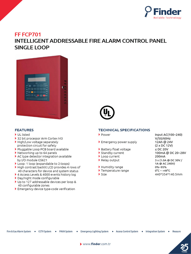 Finder 700 UL Series Fire Alarm System | PDF | Power Supply | Mains ...
