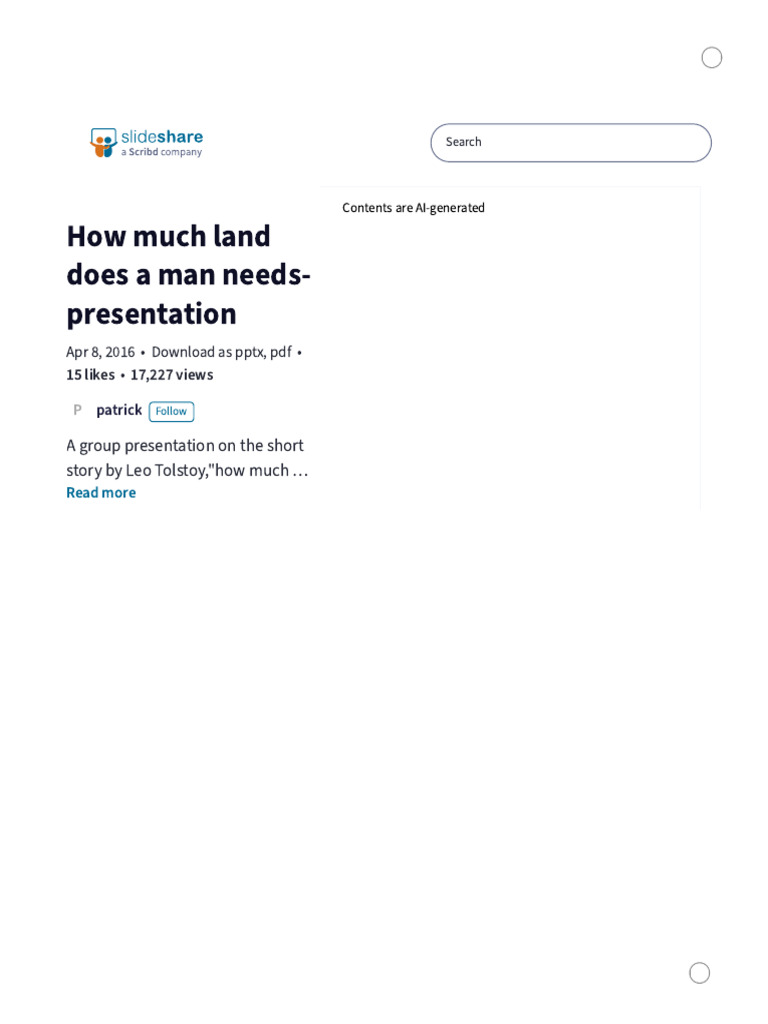 How Much Land Does A Man Needs - Presentation | PDF