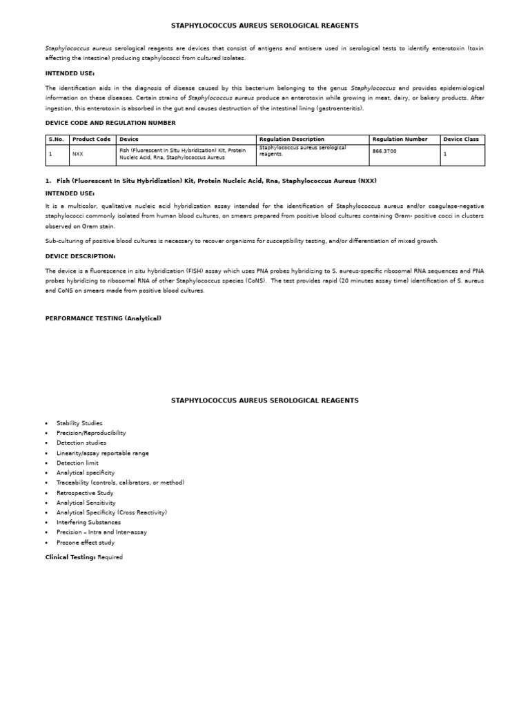 Staphylococcus Aureus Serological Reagents. | PDF | Staphylococcus | Staphylococcus Aureus