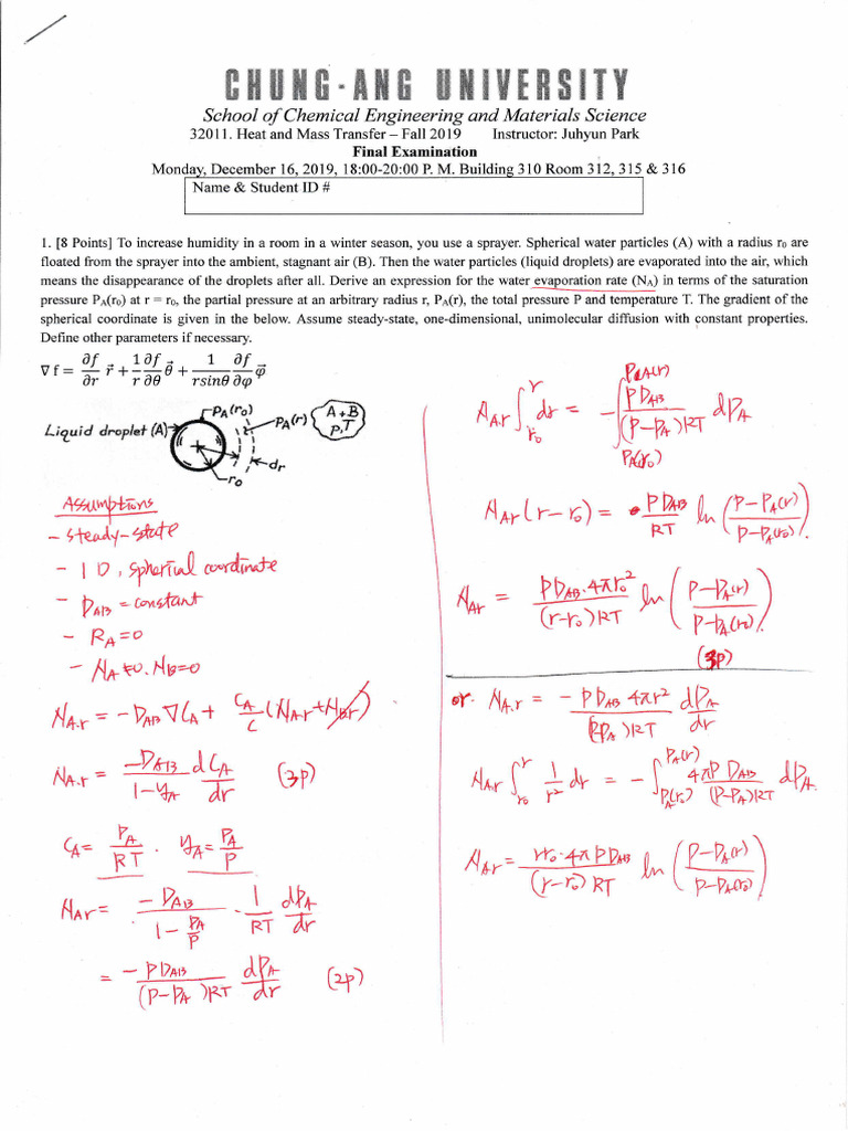 2019HeatMassTransfer FinalExam Solution | PDF