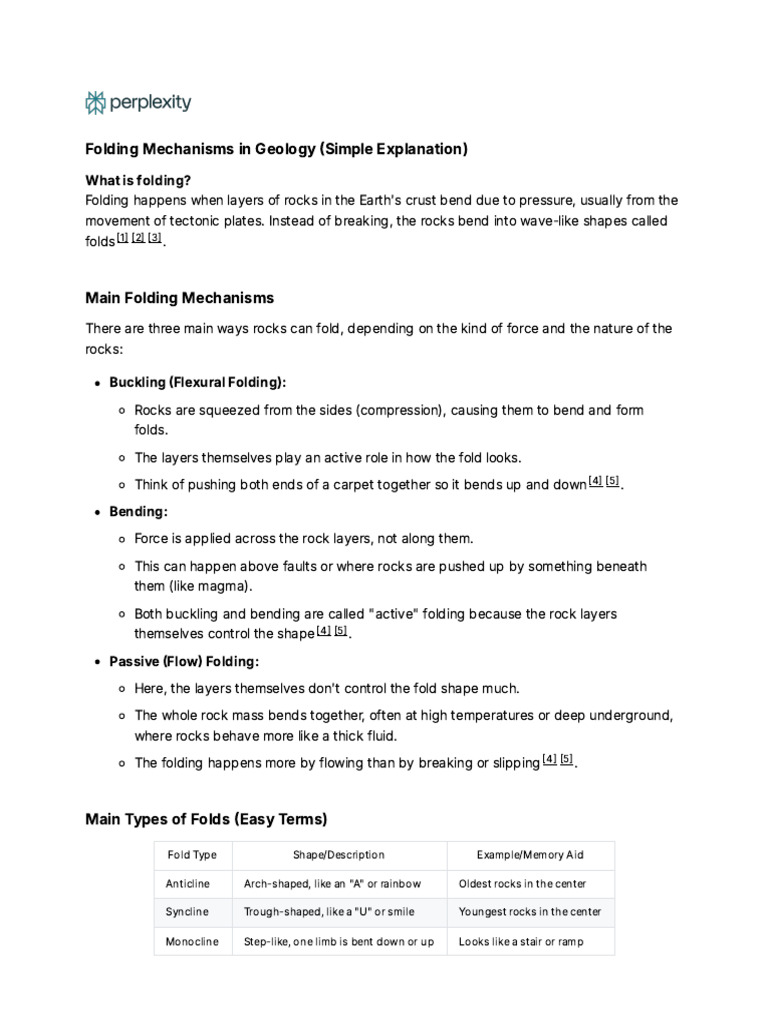 Folding Mechanisms in Geology Explained | PDF | Rock (Geology) | Geology