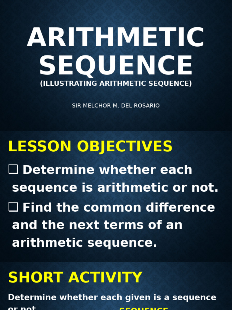 Arithmetic Sequence Part 1 | PDF