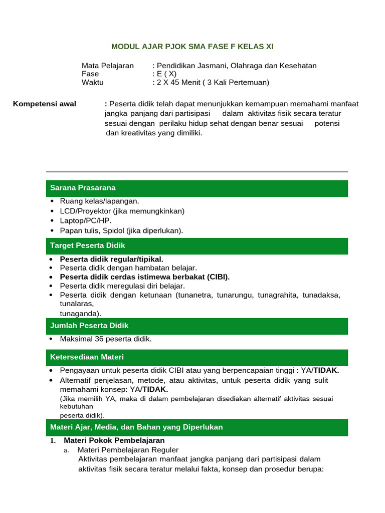 Modul Aja Pjok Fase F | PDF
