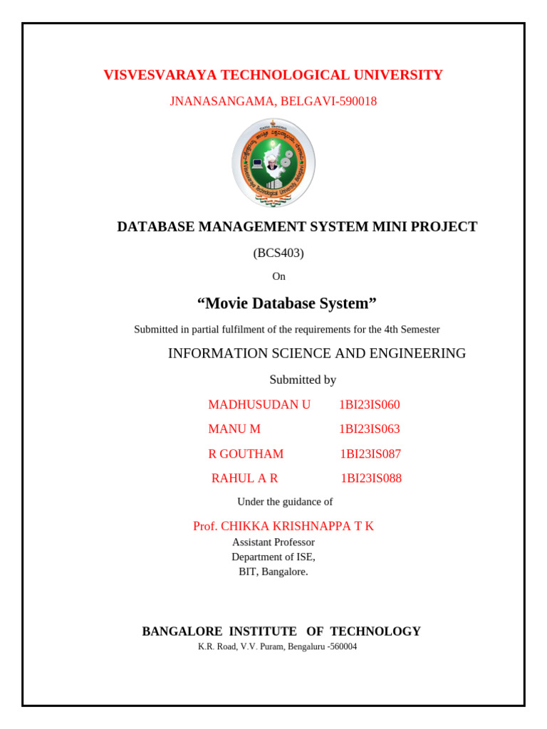 Movie Database System Mini Project | PDF