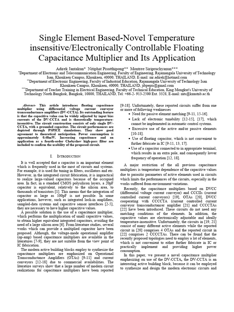 Single Element Based-Novel Temperature Insensitive Electronically Controllable Floating ...