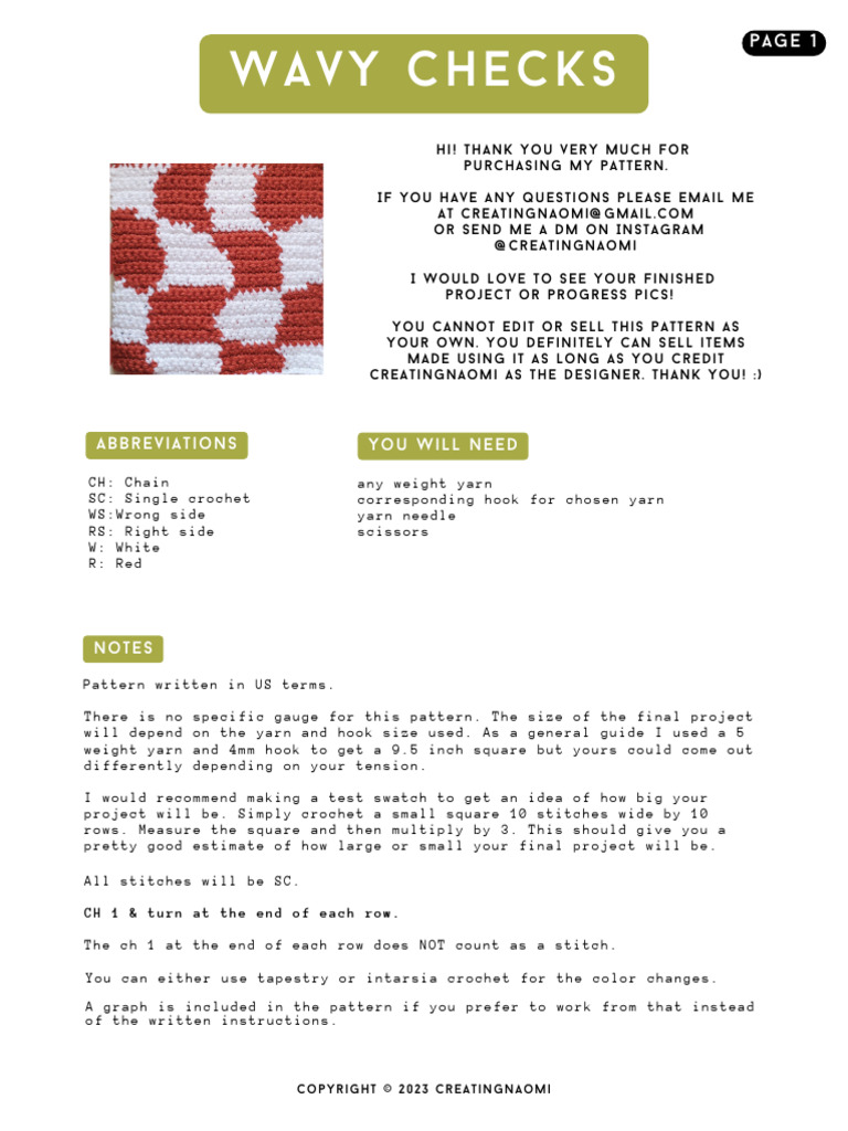 Wavy Checks Creating Naomi | PDF | Crochet | Crafts