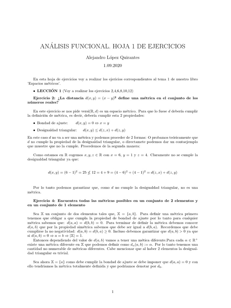 Alejandro López Ejer 1 | PDF | Espacio métrico | Desigualdad (Matemáticas)
