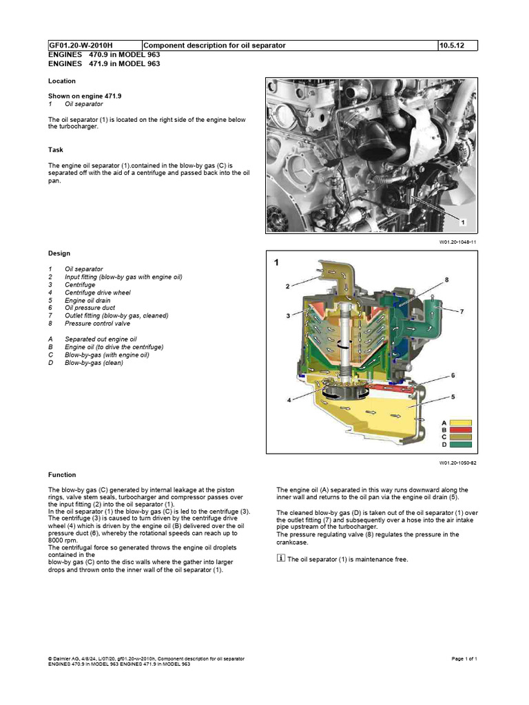 Component Description For Oil Separator | PDF | Engines | Valve