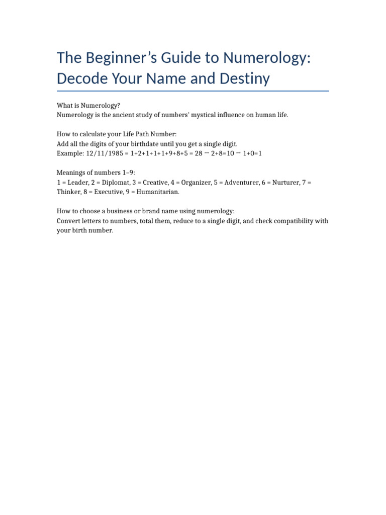 Beginner Guide To Numerology | PDF