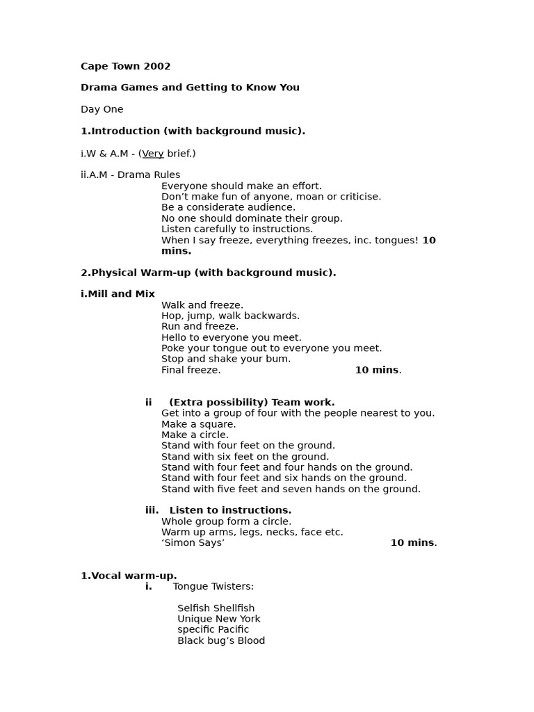 Fun and Easy Drama Games For High School Students | PDF