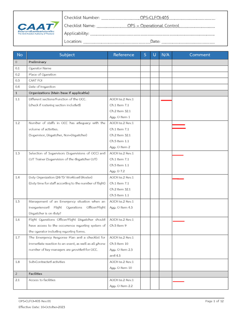 Operational Control Checklist 2023 | PDF | Aviation Safety | Aerospace ...