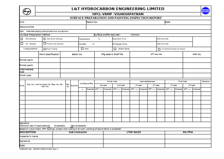 Paint Inspection Report Template | PDF | Building Materials | Applied ...