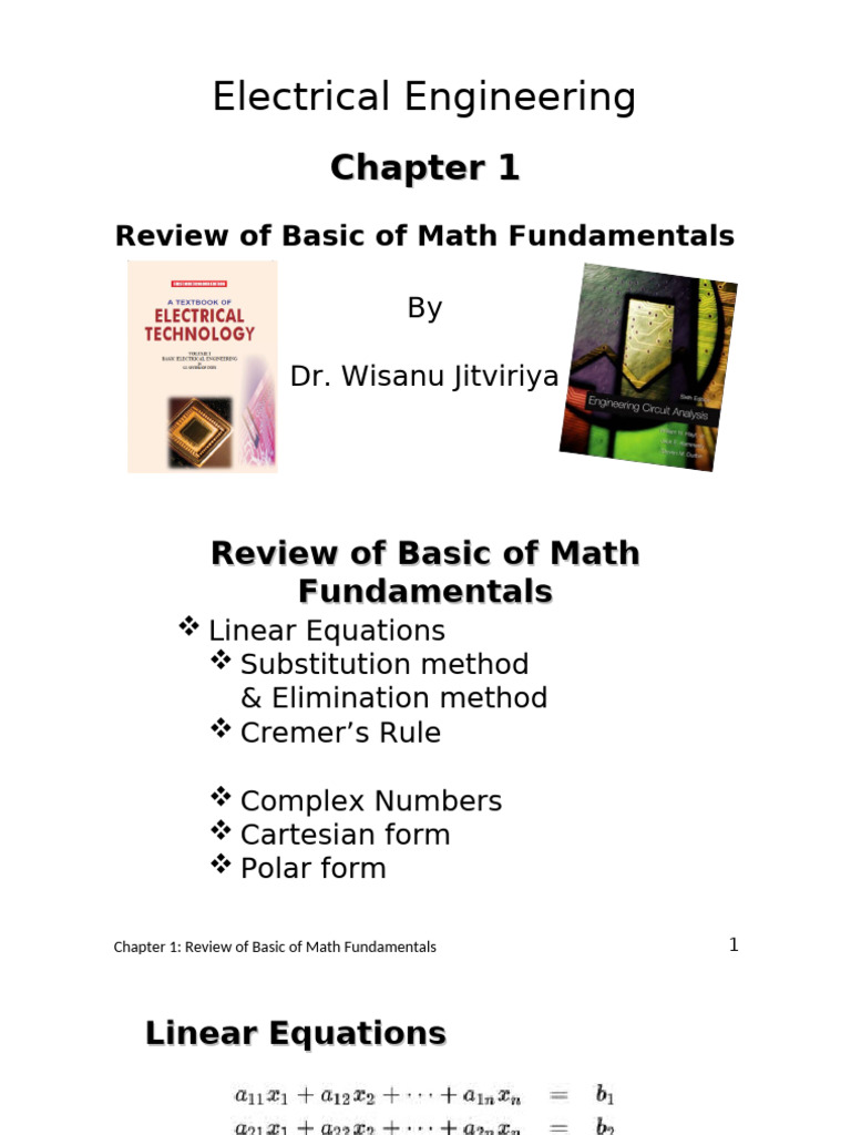 Electrical Engineering (Chapter 1) | PDF | Mathematics | Algebra