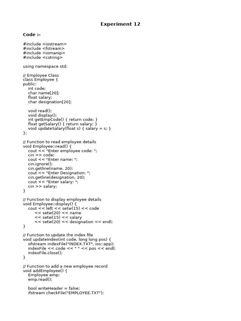 Employee Management System Code | PDF | Computer Programming | Software ...