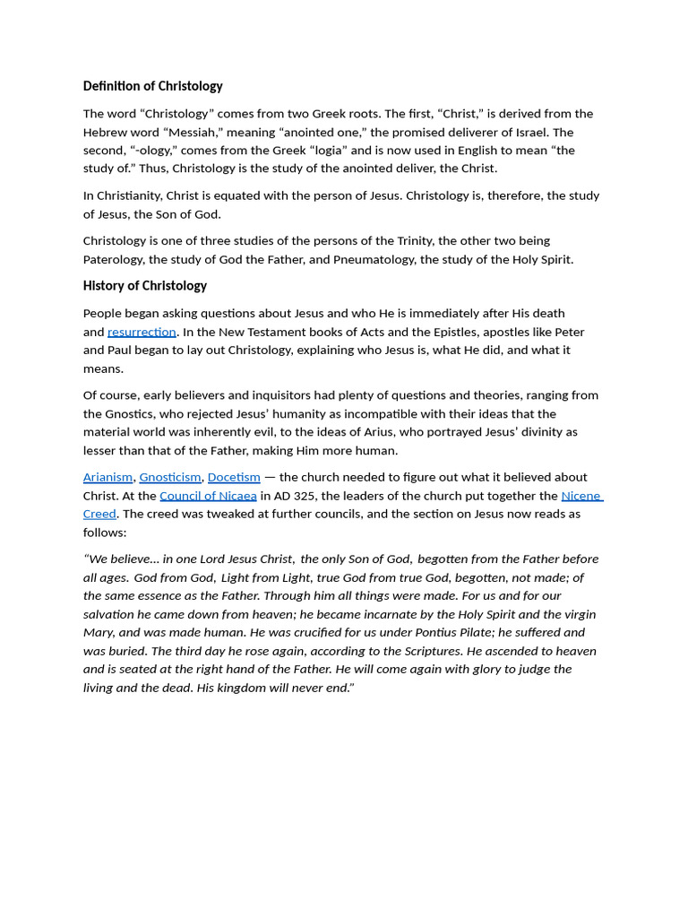 Overview of Christology Studies | PDF