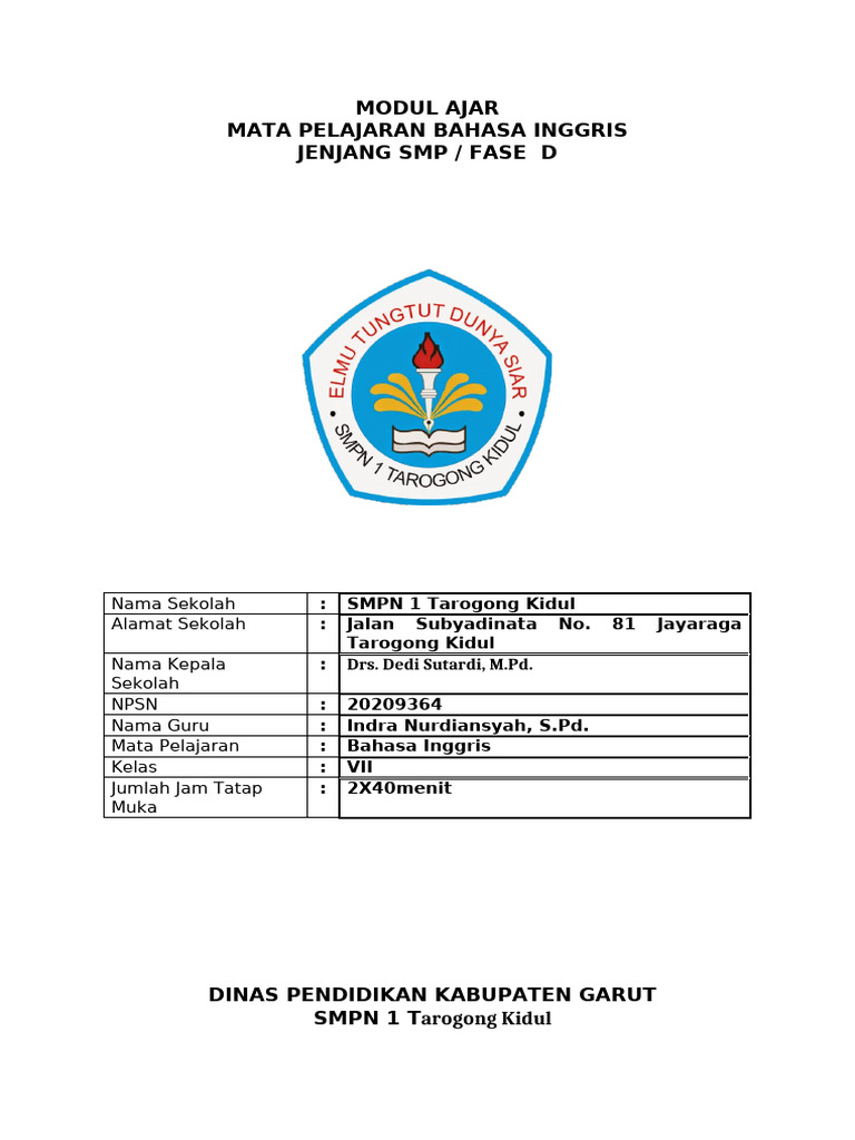 Modul Ajar Bahasa Inggris Chapter II Unit 2 s3s4 p6 | PDF
