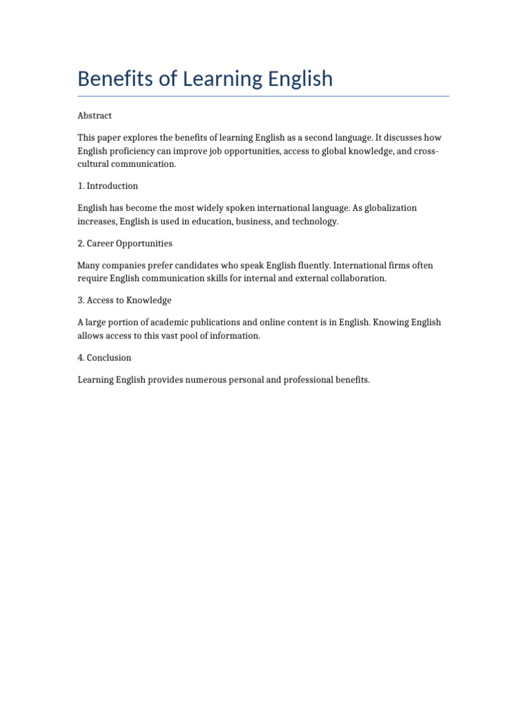 Benefits of Learning English Proficiency | PDF