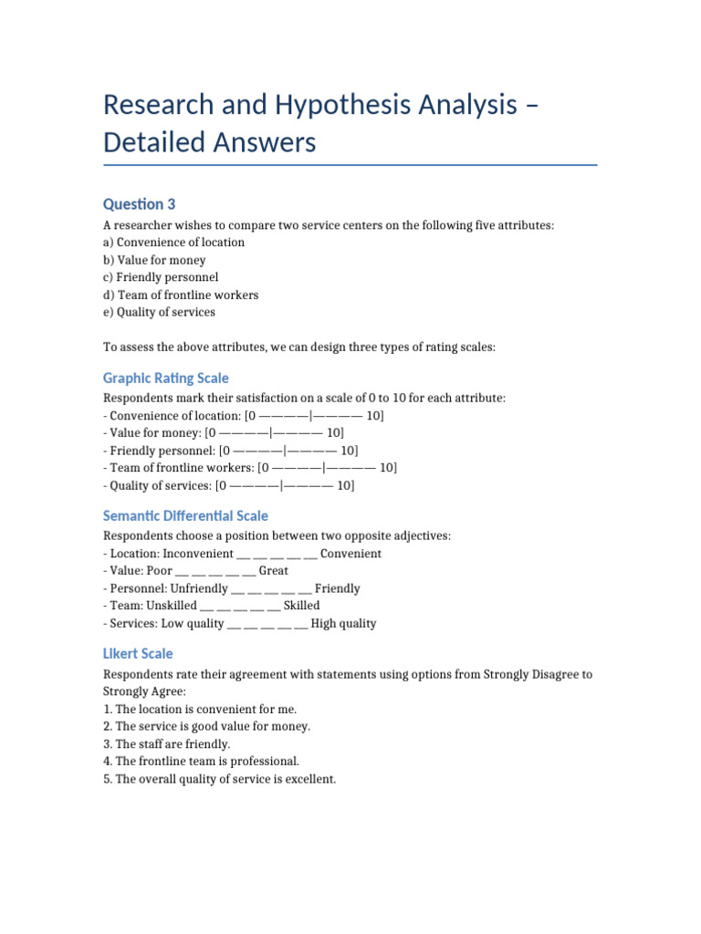 Research and Hypothesis Answers | PDF | Hypothesis | Null Hypothesis