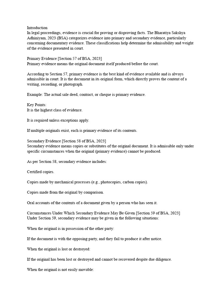 Primary and Secondary Evidence | PDF | Evidence | Document