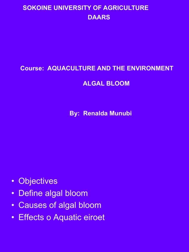 Aq 307 Lecture 02 Algal Bloom-1 | PDF | Eutrophication | Algae