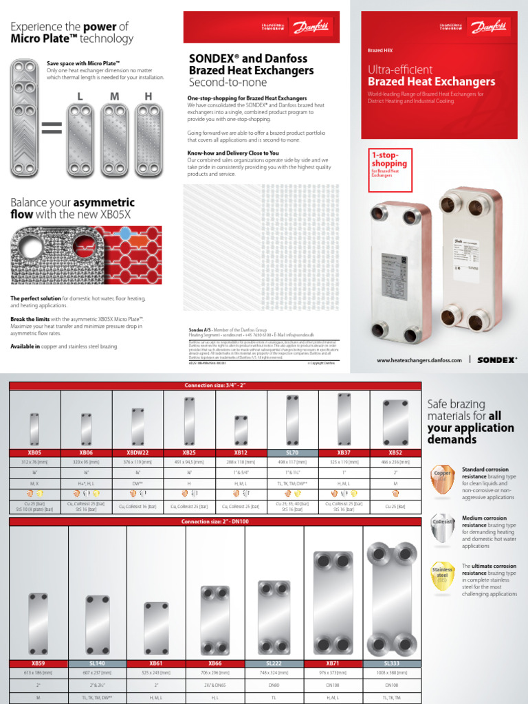 Danfoss Sondex Ultra Efficient Brazed Heat Exchangers | PDF | Heat Exchanger | Heat