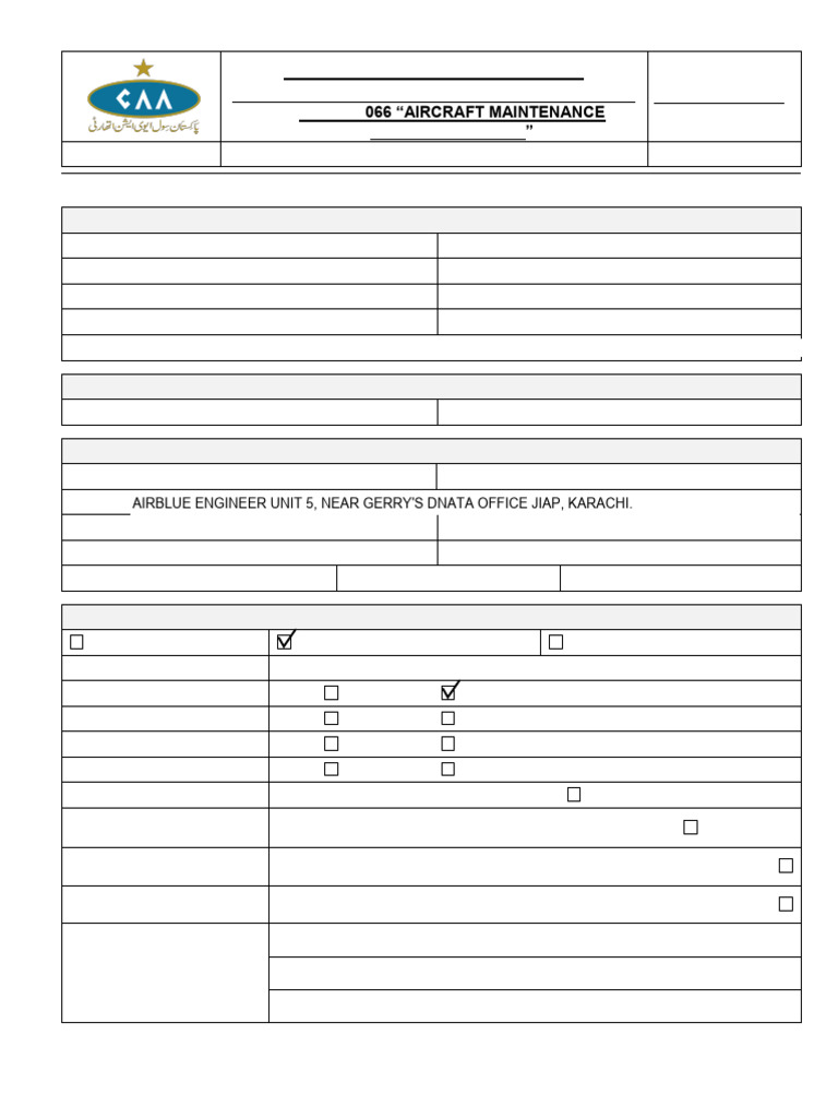Aircraft Maintenance Engineer License Application | PDF | Identity Document