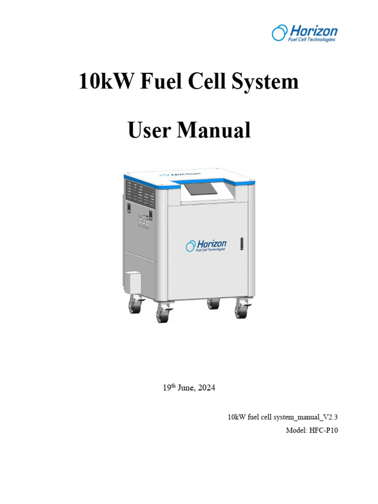 10kW Fuel Cell System User Manual | PDF | Electrochemistry | Fuel Cell