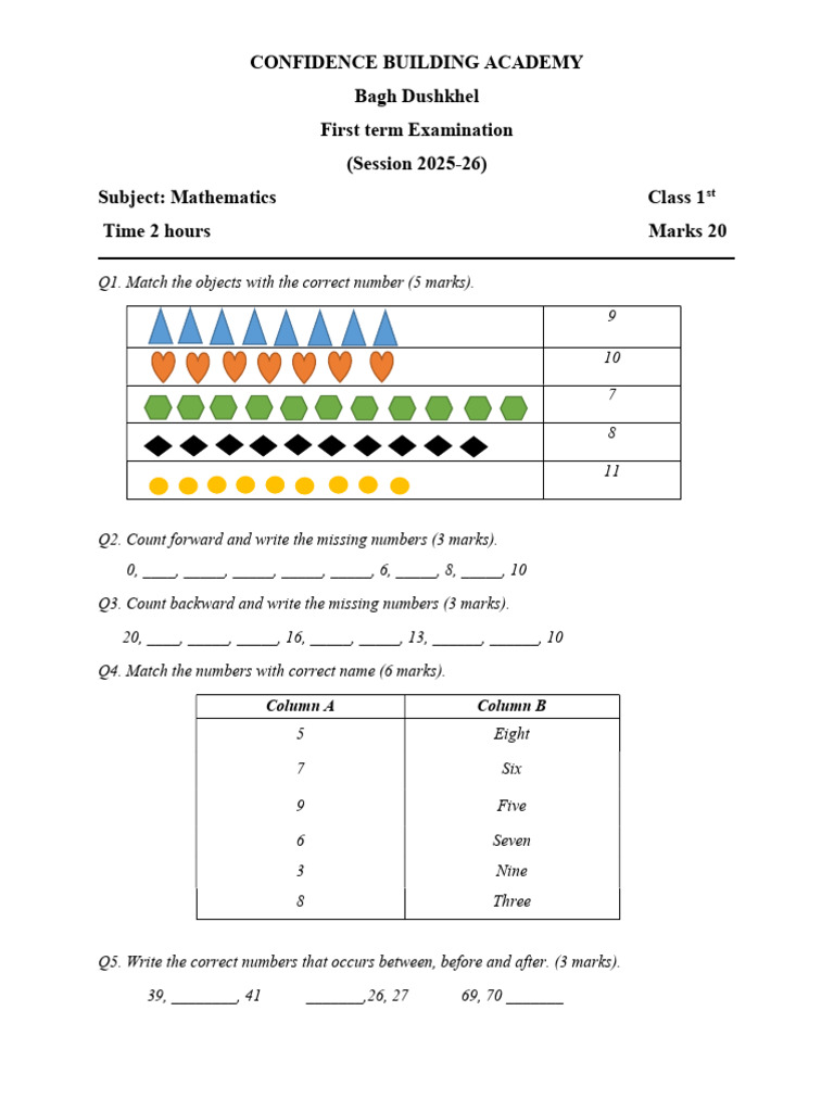 1st Mathematics | PDF