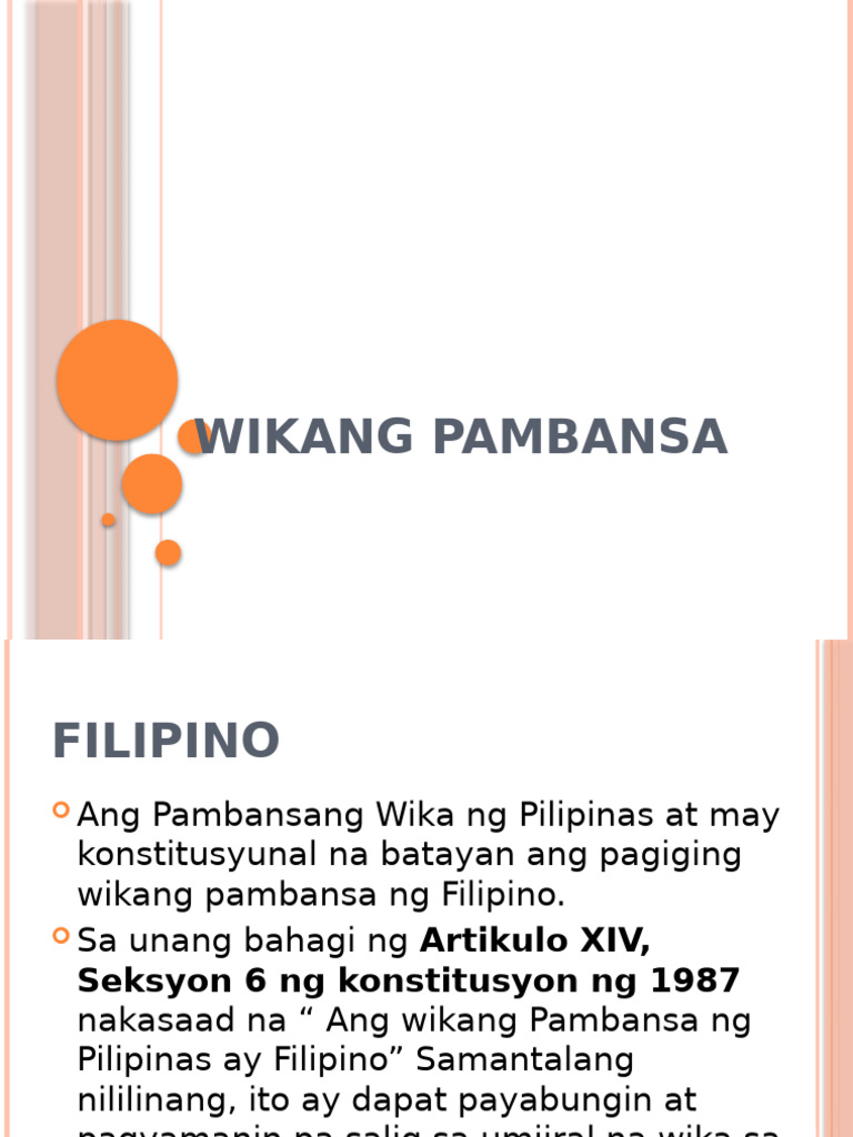 Wikang Pambansa Panturo at Opisyal | PDF