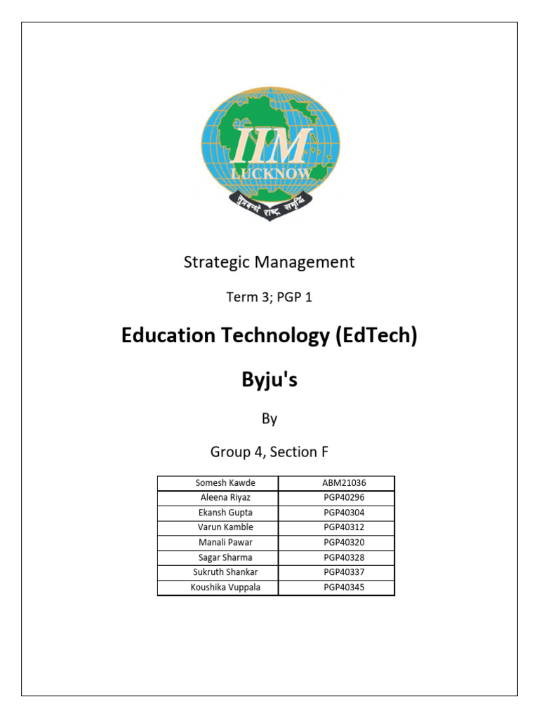 Group4 SectionF SM Edtech Byjus | PDF | Expense | Net Income