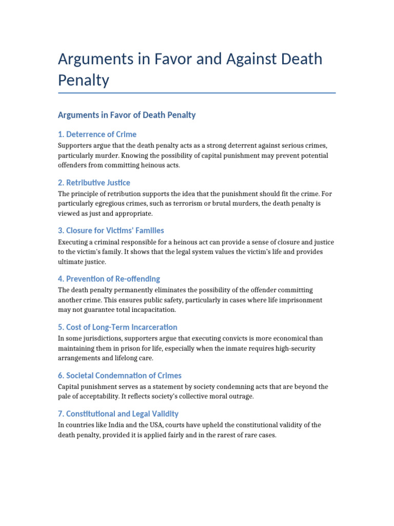 Death Penalty: Pros and Cons Explained | PDF | Capital Punishment | Crimes