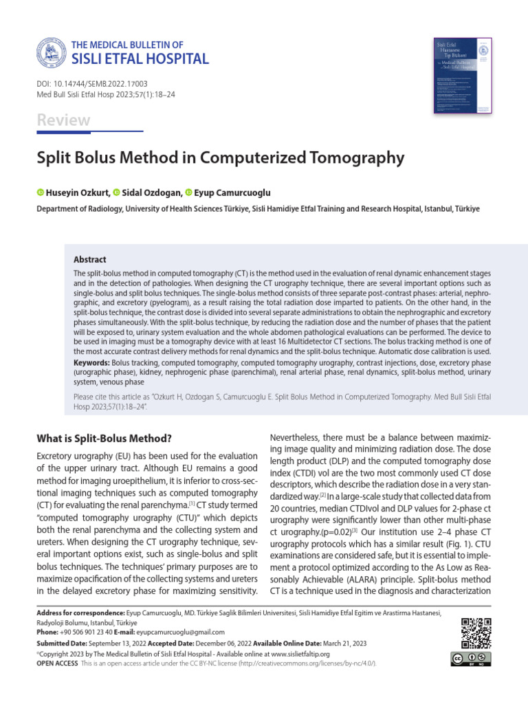 Split-Bolus Method in CT Imaging | PDF | Ct Scan | Kidney