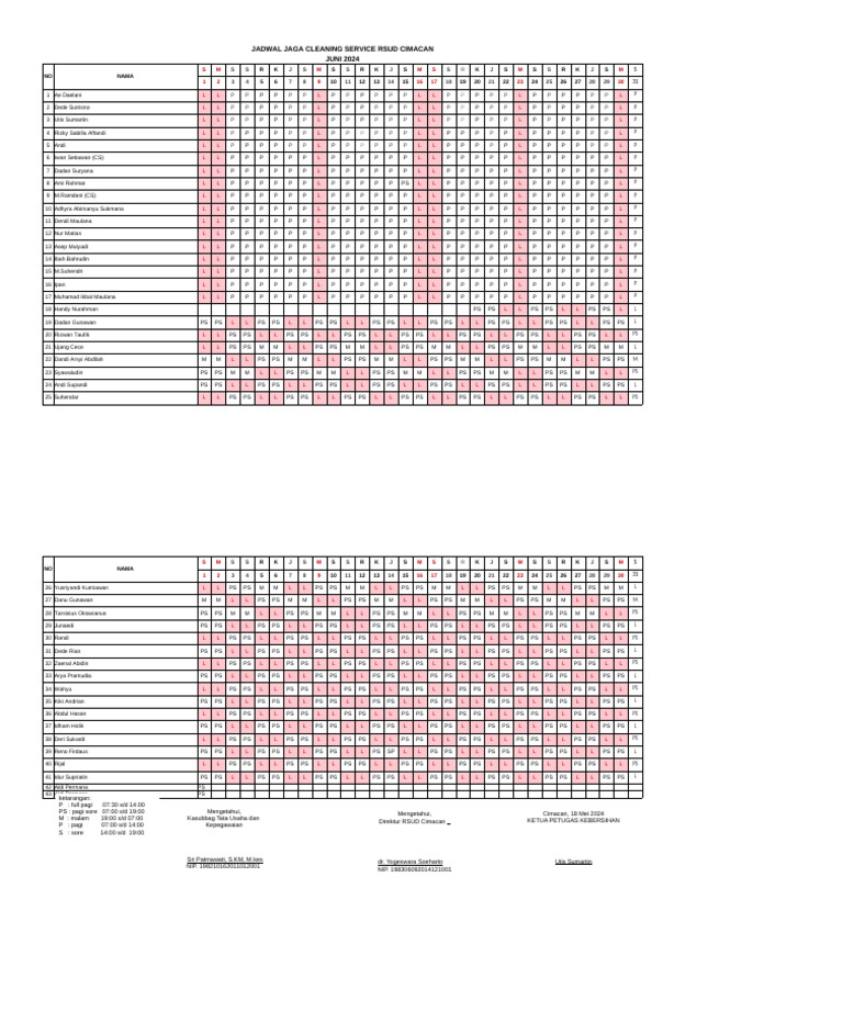 Form Jadwal Cs (Tata Usaha & Kepegawaian) | PDF